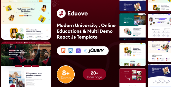 Educve-University, Online Courses & Multi Demo Education React Js Template by ThemeDox